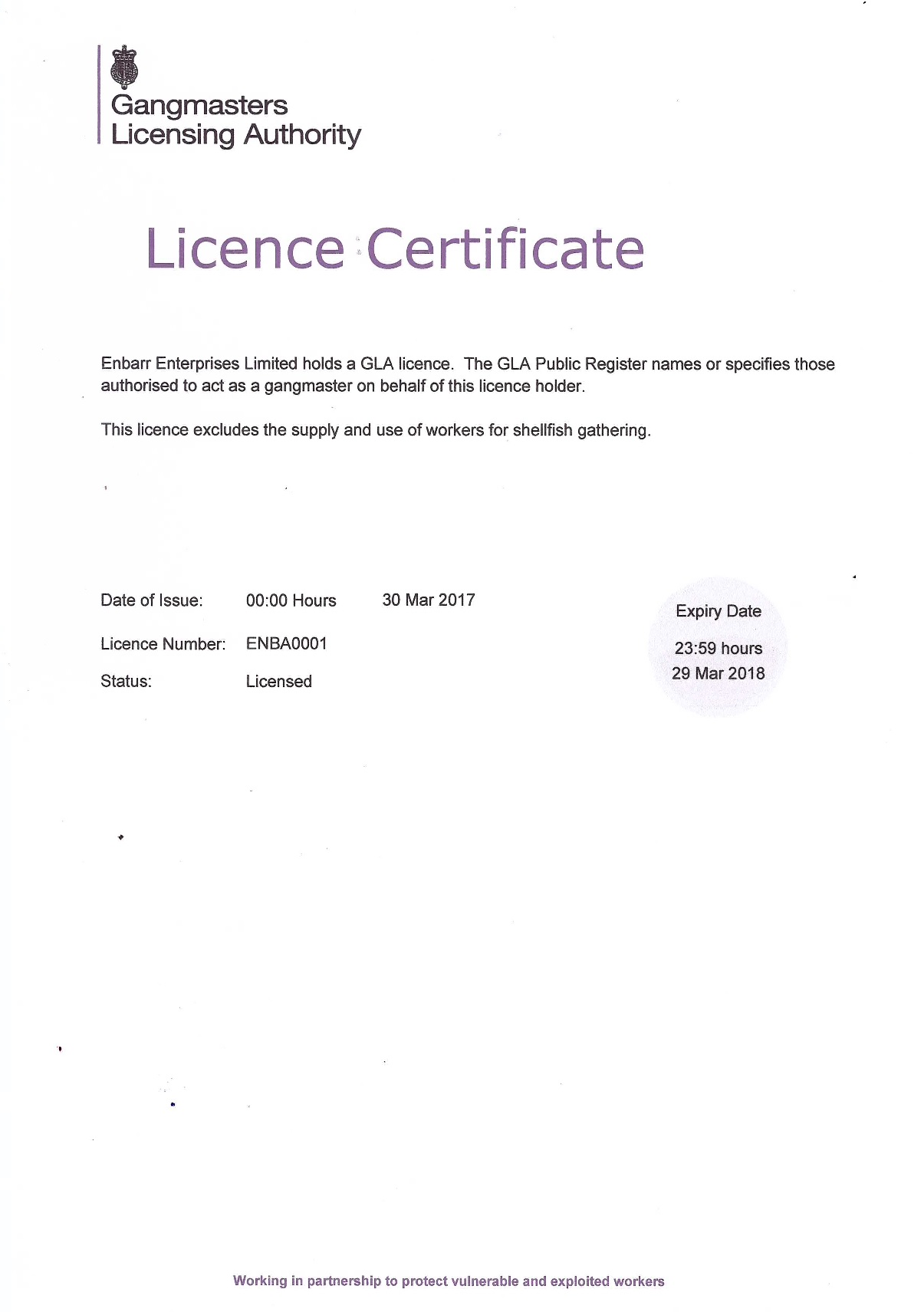 Certifications and Partnership Working - Enbarr Enterprises